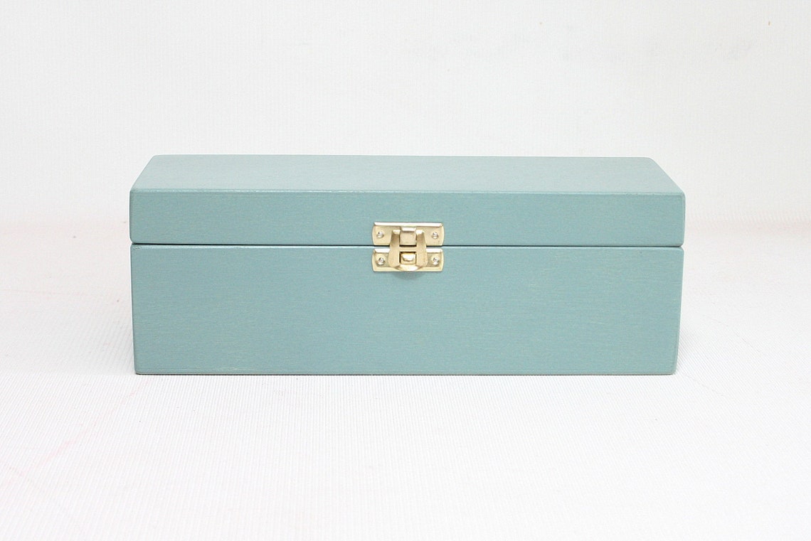 Light Blue Wood Box / Wooden Gift Box - Etsy