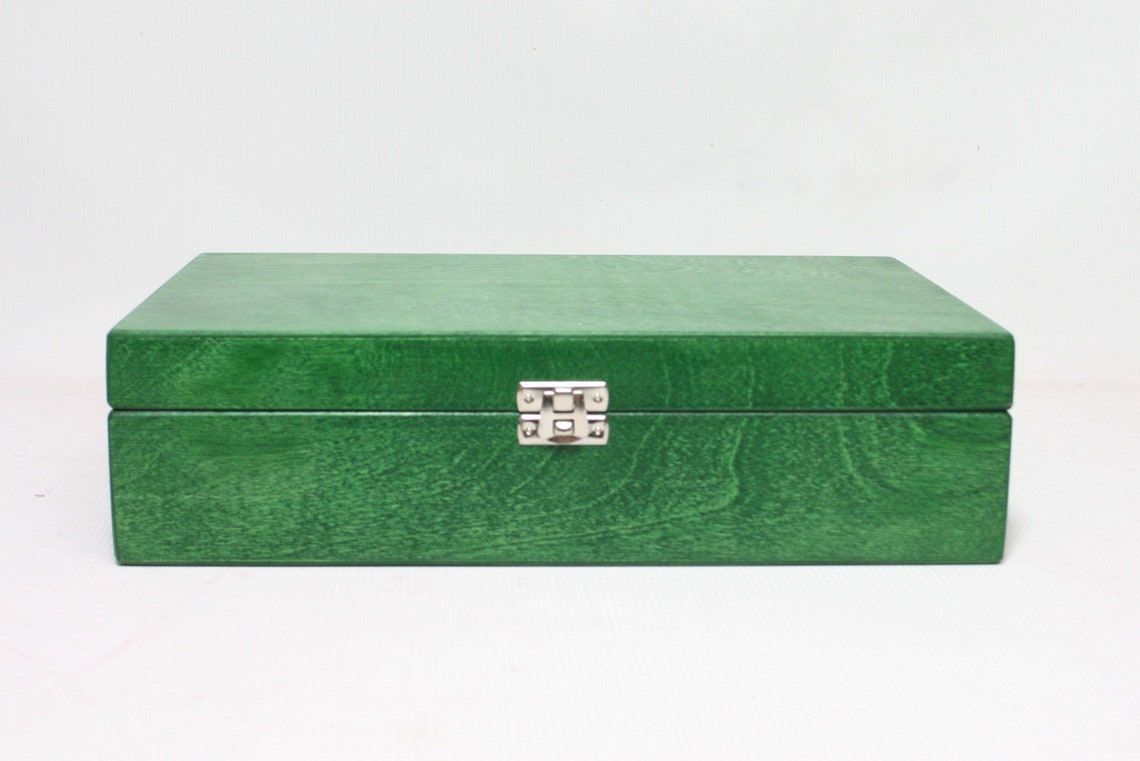 10 Compartments Tea Box / Dark Green Box / Wooden Keepsake Box - Etsy