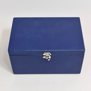 Dark Blue Wooden Box / Gift Box / Keepsake Box / Storage Box 9.05 X 5. ...