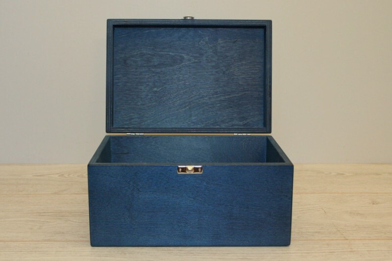 Blue Wooden Box / Gift Box / Keepsake Box / Storage Box 9.05 X | Etsy