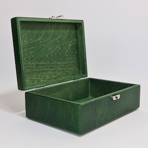 Dark Green Wooden Box / Storage Box / Keepsake Box / Gift Box / Plywood ...