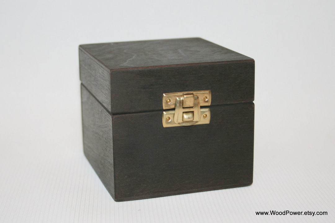 Small Wooden Tea Box / Black Keepsake Box / Jewelry Box / Black Plywood ...
