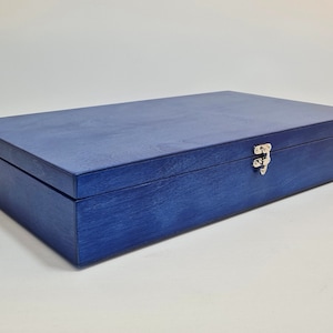 24 Compartments Blue Wooden Tea Box / Blue Storage Box / Personalized ...