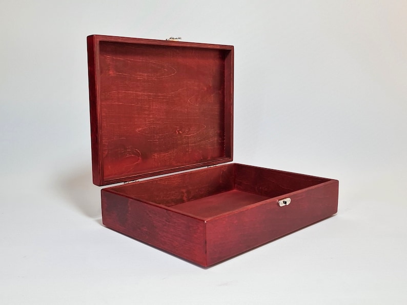 Wooden A4 Size Box / Red Wooden Box / A4 Size Storage Box / 12 X 8.66 X ...