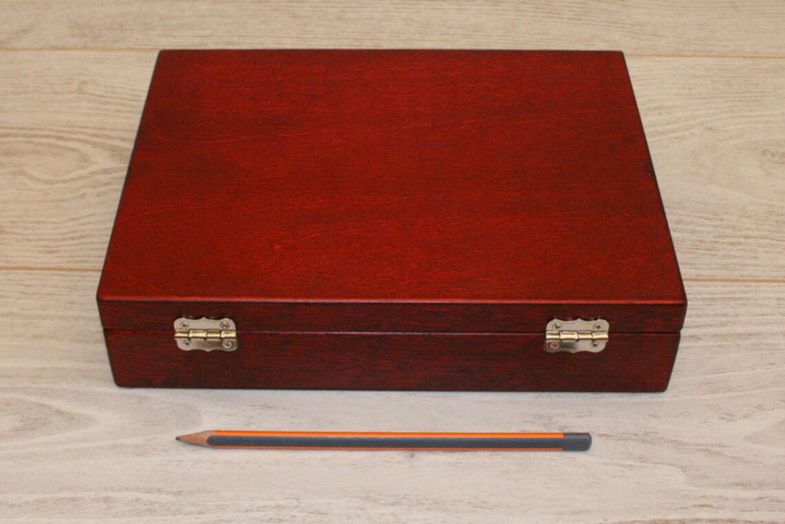 Red Wooden Gift Box / Keepsake Box 8.66 X 6.50 X 2.16 Inch / - Etsy