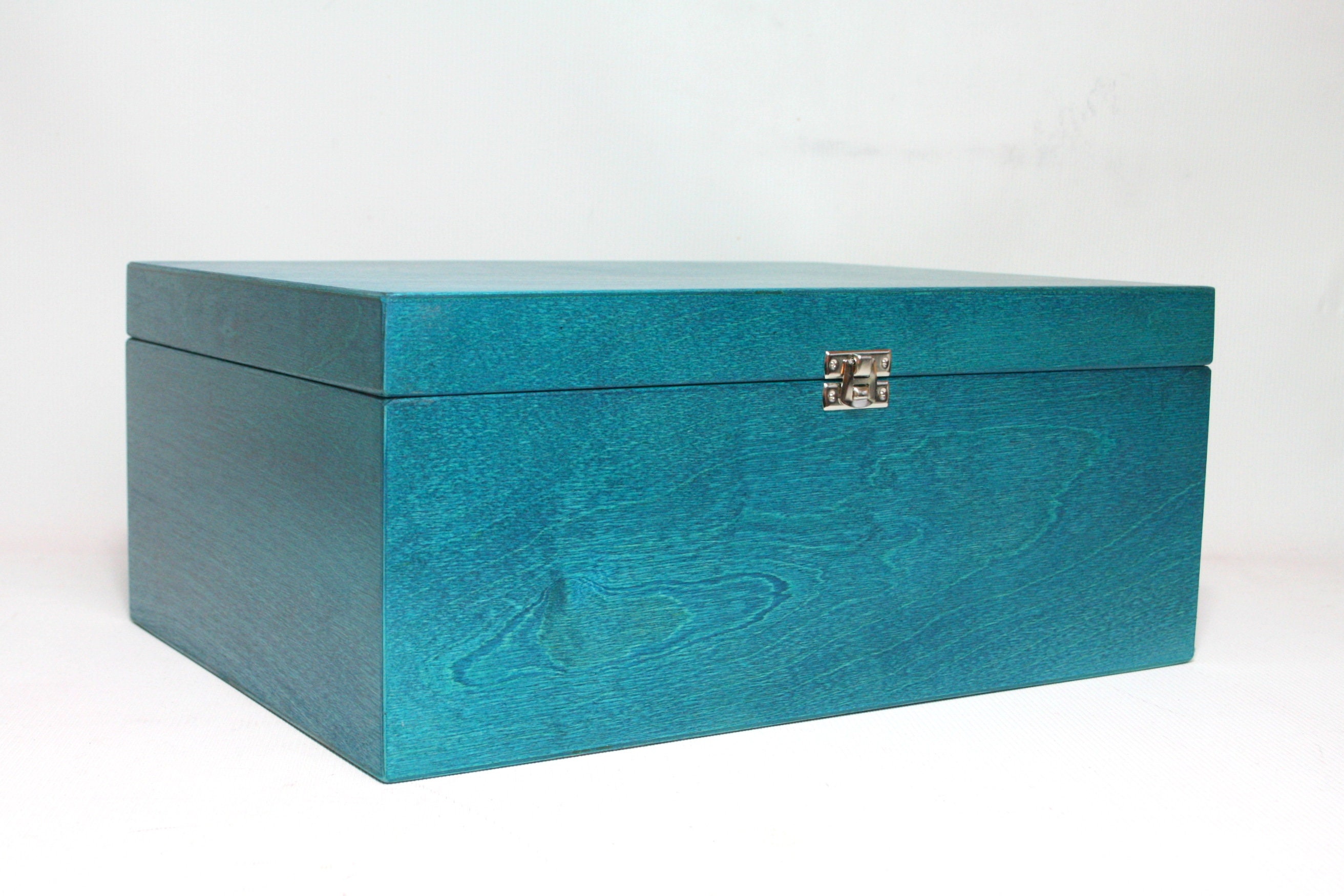 Turquoise Wooden Box / Large Gift Box / Big Storage Box / | Etsy