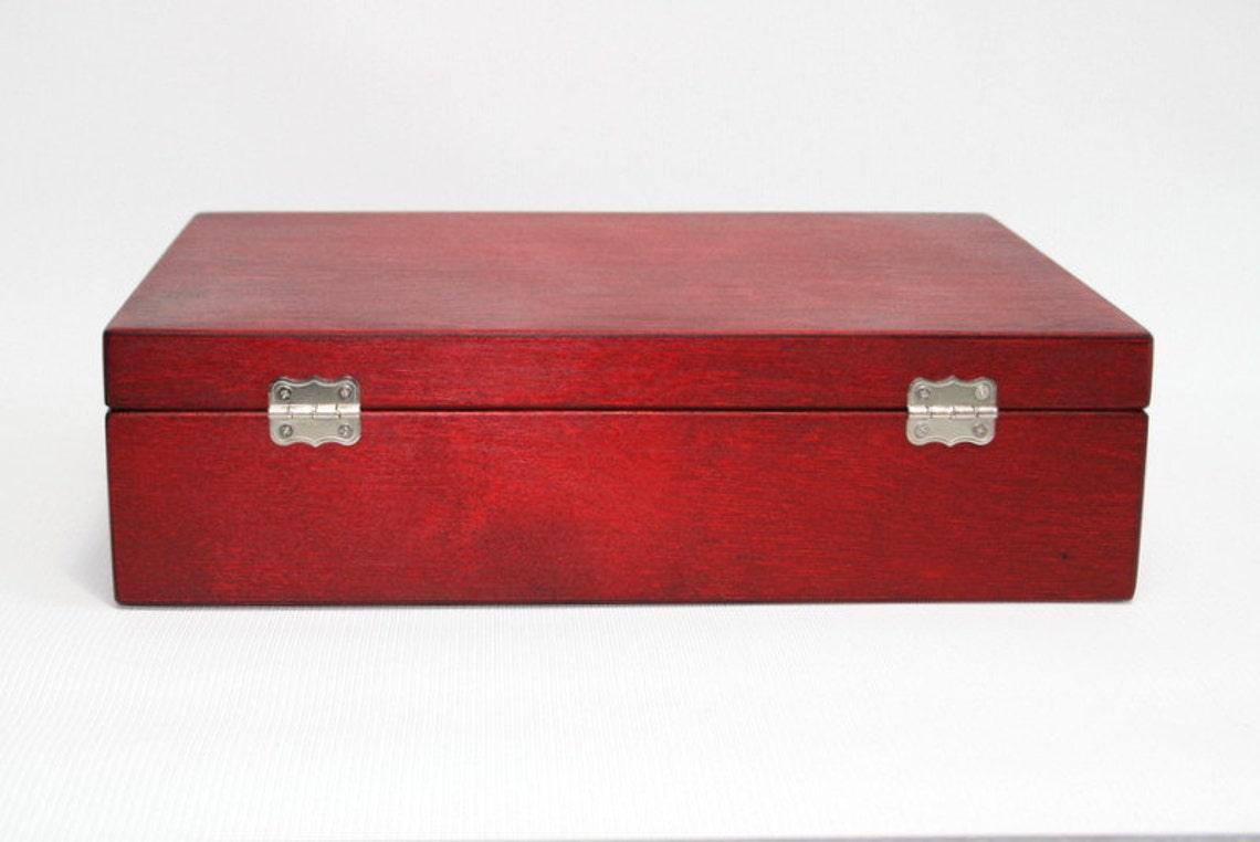 Red Wooden Keepsake Box / Wooden Gift Box / Wooden Storage Box - Etsy