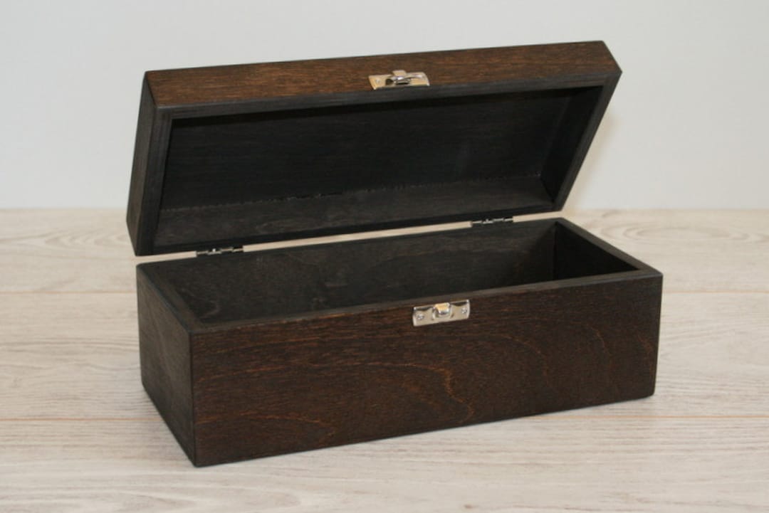 Wooden Keepsake Box / Dark Brown Box / Dark Storage Box 8.46 X 2.75 X 2 ...