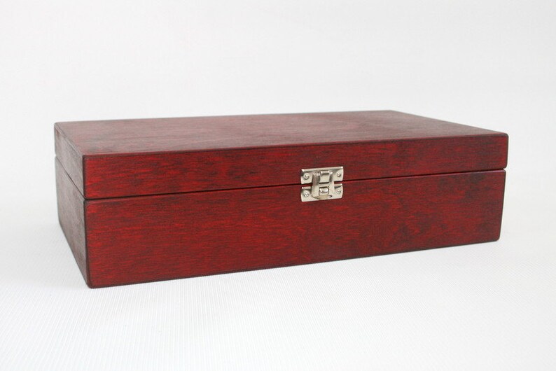 Keepsake Box / 8 Compartments Wooden Box / Red Wooden Box / | Etsy