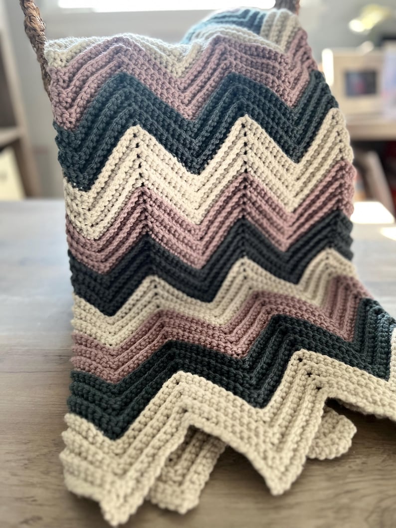 Chevron Crochet Blanket Pattern With Built in Border - Etsy