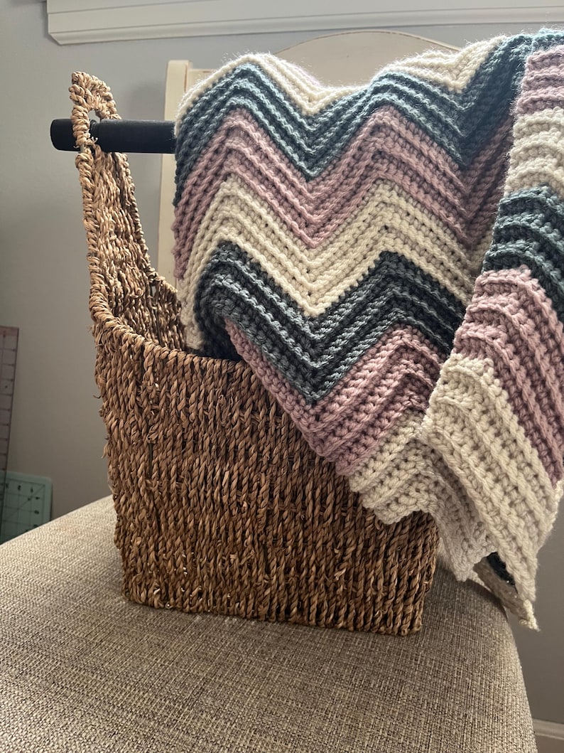 Chevron Crochet Blanket Pattern With Built in Border - Etsy