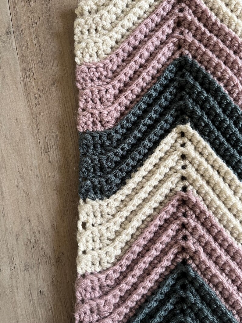 Chevron Crochet Blanket Pattern With Built in Border - Etsy