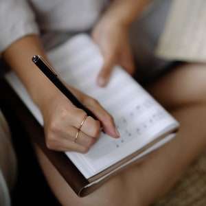 Personalized Leather Music Journal | Musicians Stave Notebook / Song ...