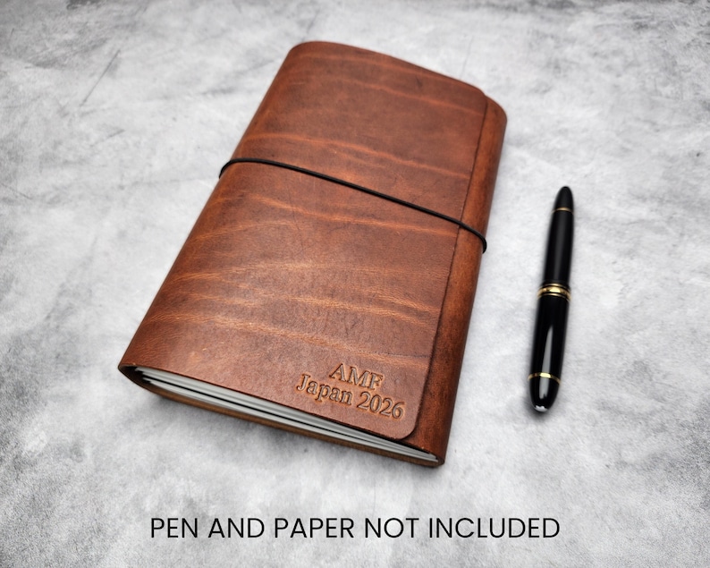 Refillable Trifold Travel Notebook Cover, Personalized Journal Cover ...