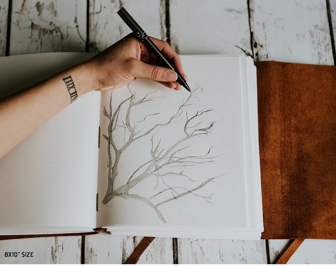 Leather Sketchbook, Leather Notebook, Large Custom Sketchbook , Leather ...