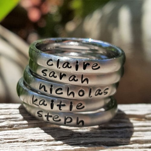 Custom Name Ring Personalized Stacking Ring Skinny - Etsy