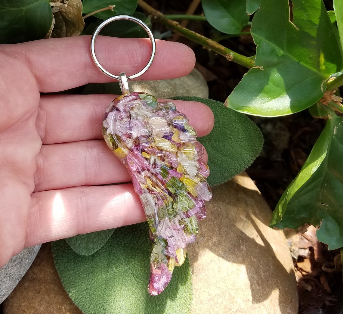 Angel Wing KEY RING Made From Your Preserved Wedding or - Etsy