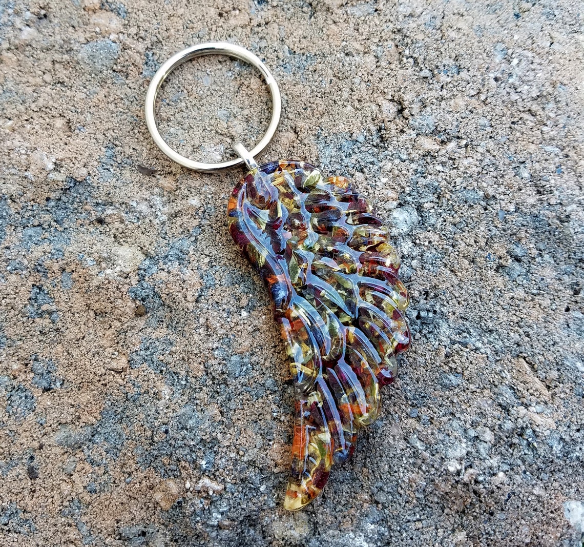 Angel Wing KEY RING Made From Your Preserved Wedding or | Etsy