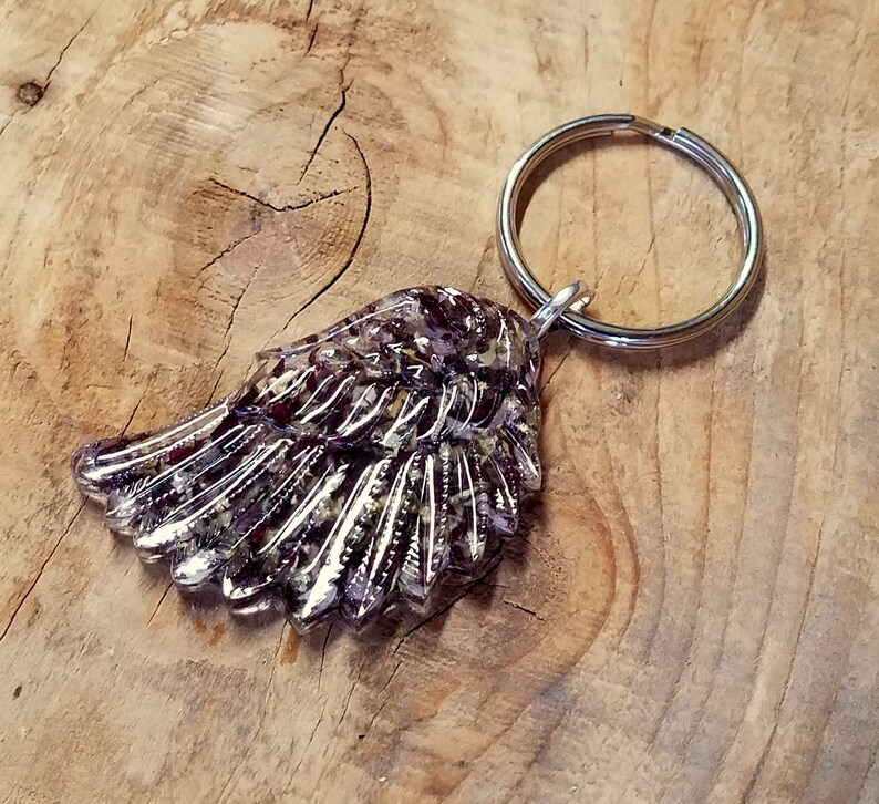 Angel Wing KEY RING Made From Your Preserved Wedding or - Etsy
