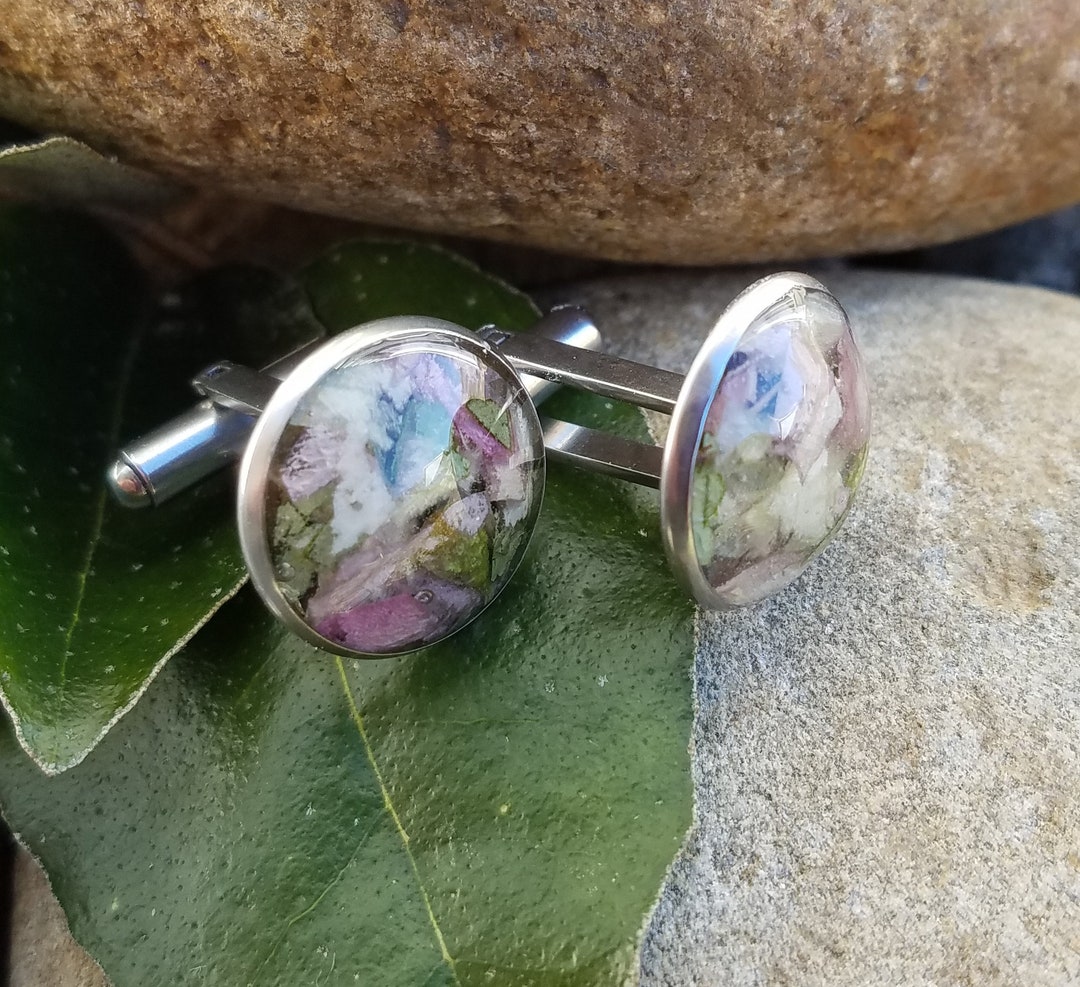 CUFFLINKS Made From Your Preserved Wedding or Memorial Flowers Pet ...