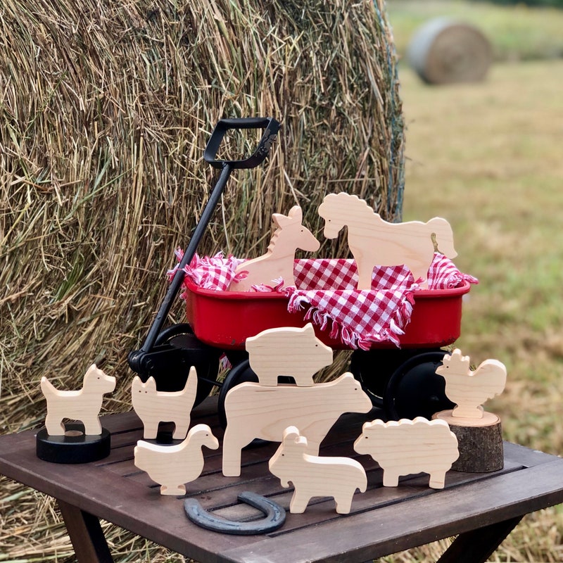 Wooden Farm Animal Blocks - Etsy