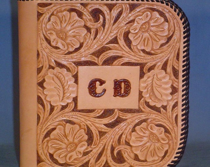 AWESOME Hand-tooled Leather CD Case Zipper Closure L001 - Etsy