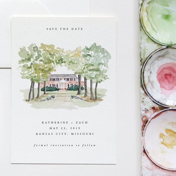 Save the Date Venue Illustration Template - Etsy
