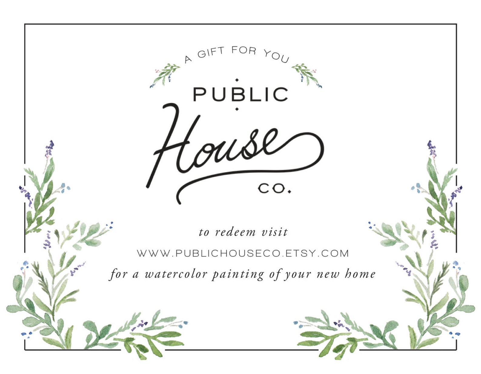 GIFT CARD House Watercolor Wedding Gift New Home Gift First | Etsy