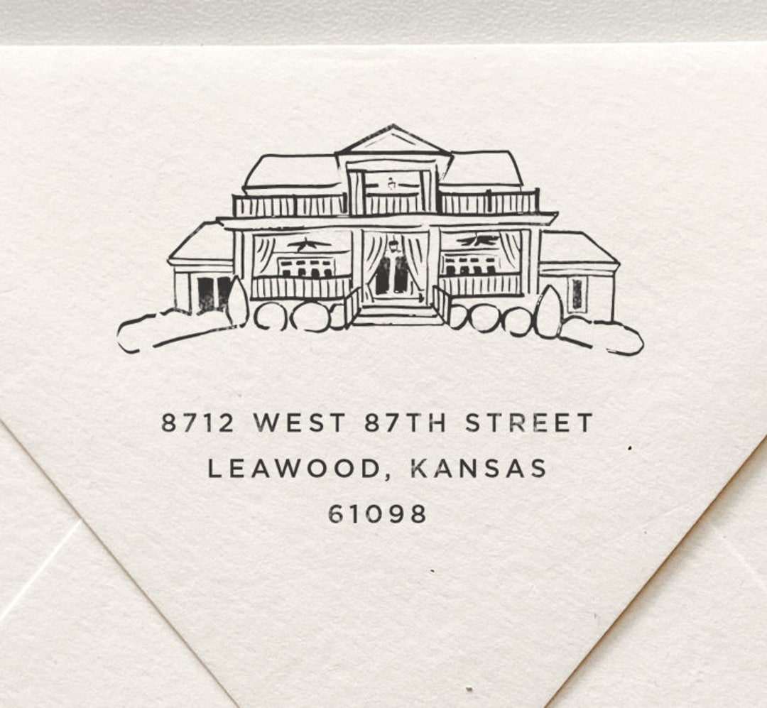 New Address, Return Address Stamp, Custom House Drawing, Moving ...