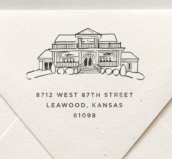 New Address Return Address Stamp Custom House Drawing | Etsy