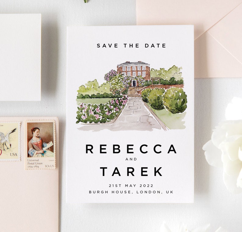 Custom Illustrated Save the Date Custom Illustrated Wedding | Etsy