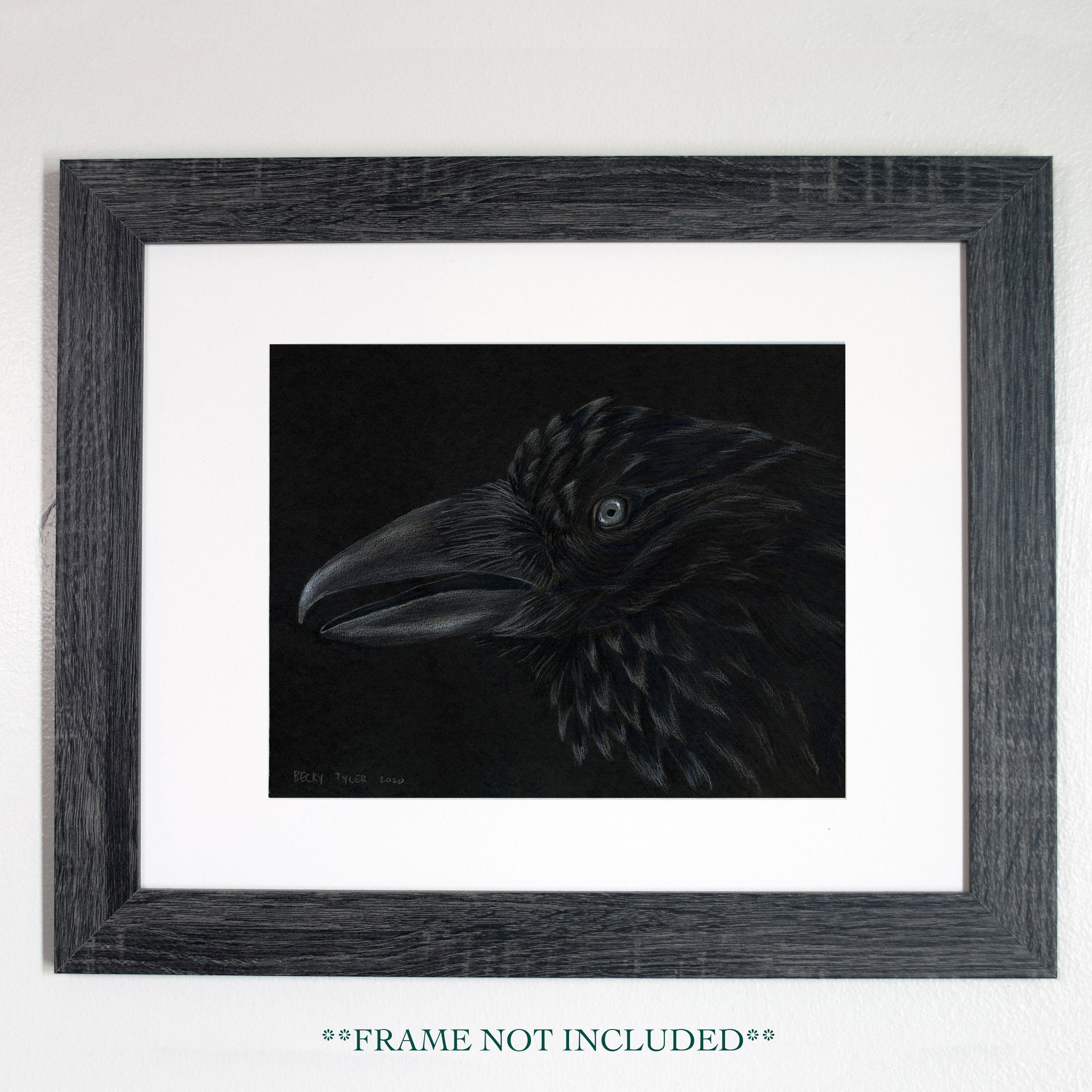 Raven Original Drawing Pencil Drawing on Black Paper Raven - Etsy