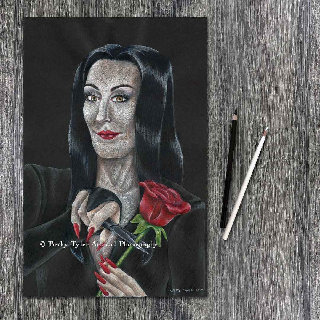Morticia Addams Drawing, Addams Family Drawing, Pencil Drawing, Pencil ...