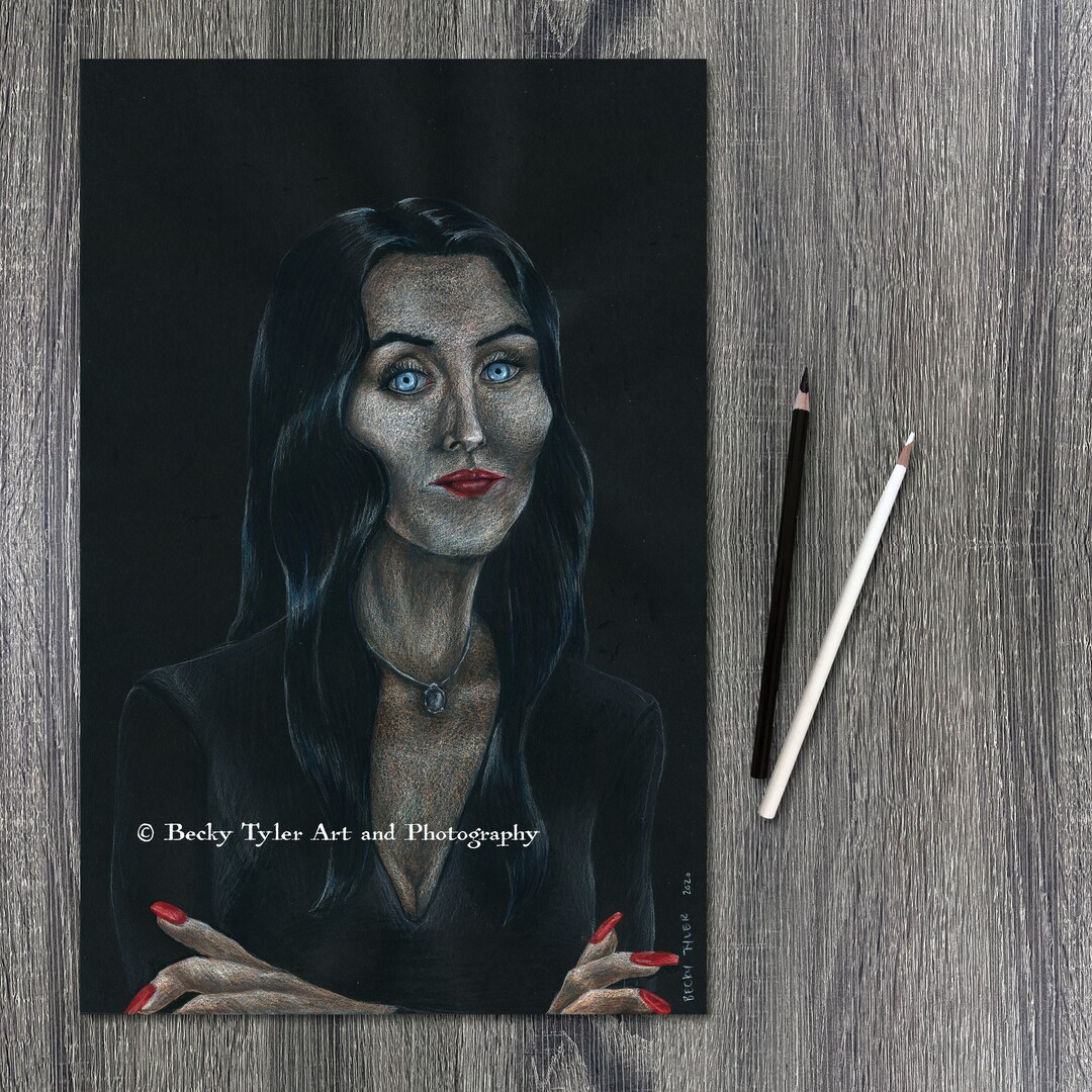 Morticia Addams Drawing, Pencil Drawing, Carolyn Jones Drawing, Fan Art ...