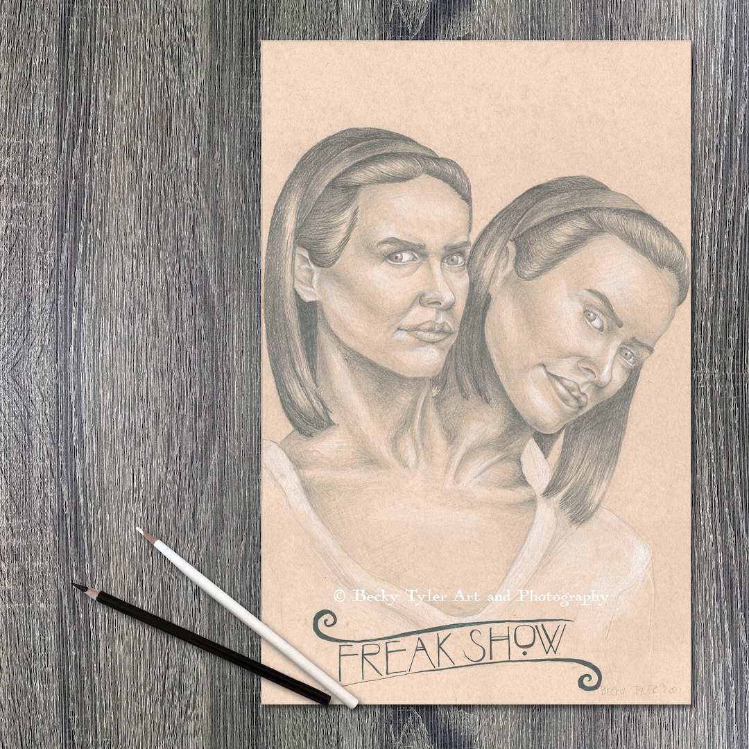 Sarah Paulson as the Twins Drawing, AHS Freak Show, Fan Art, Horror Art ...