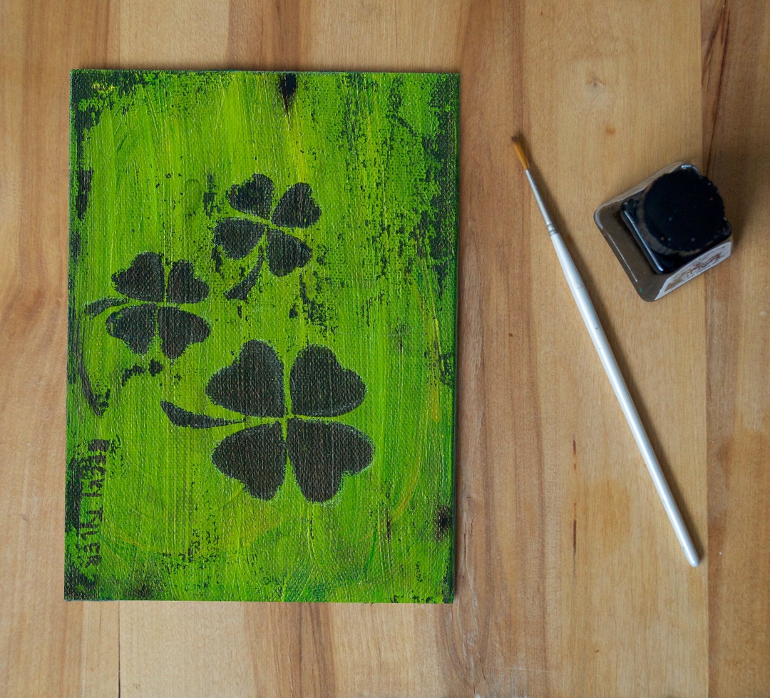 Shamrock Line Art Acrylic Painting Wall Art Wall Decor St. - Etsy