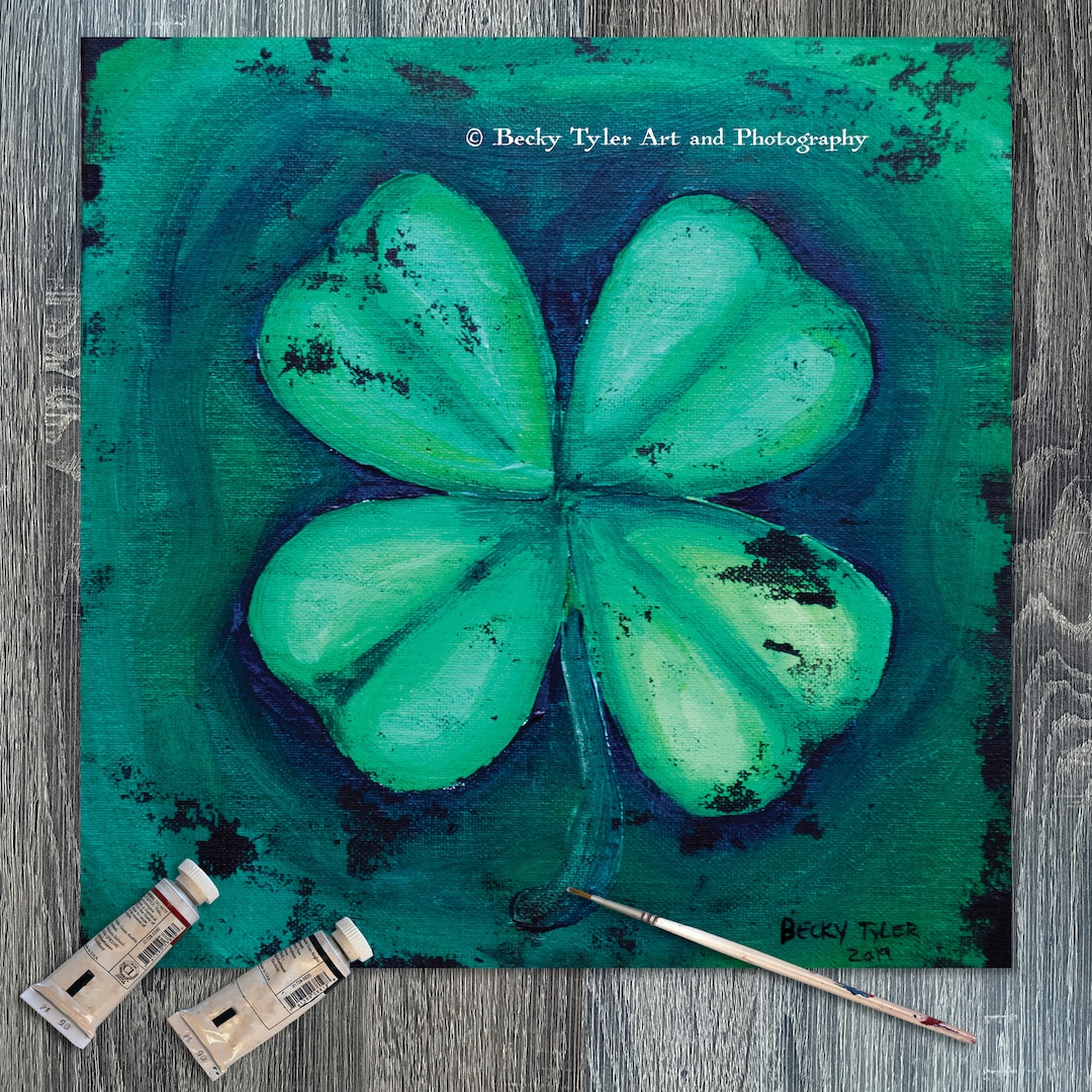 Shamrock Original Painting, Acrylic on Canvas Board, Celtic Art, Celtic ...