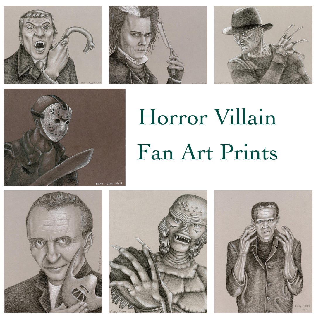 Horror Villain Fan Art Prints, Fan Art, Movie Art, Horror Art, Pencil ...