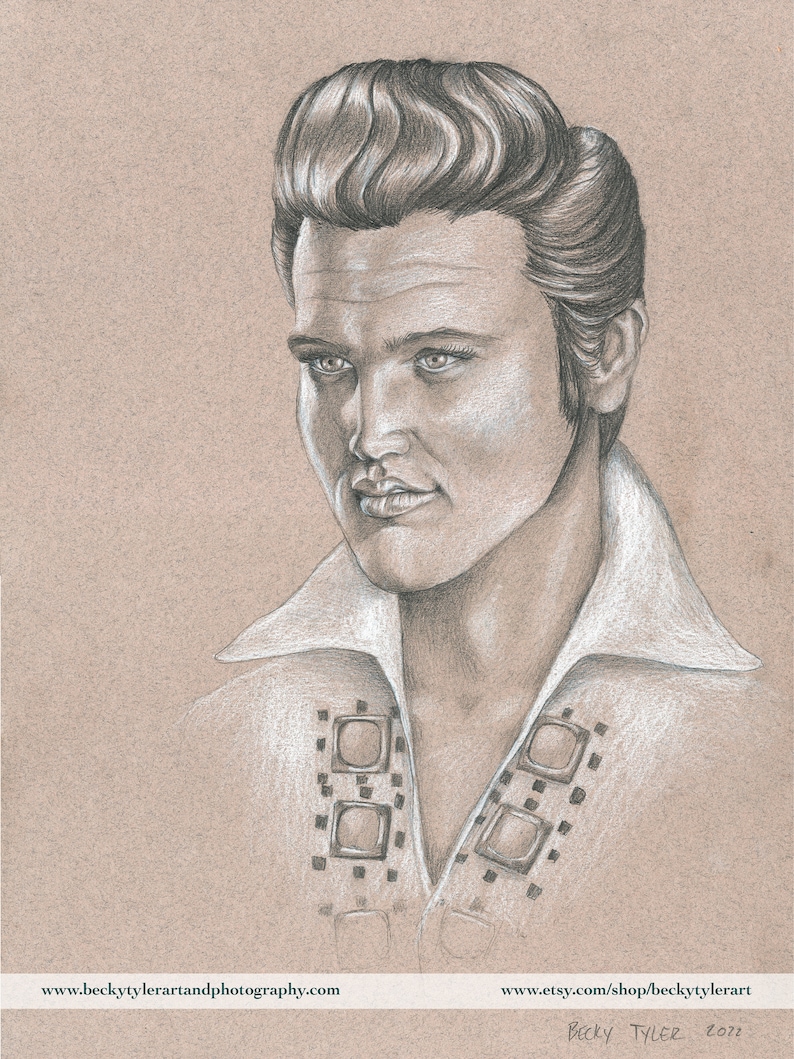 Elvis Presley Portrait Fan Art Pencil Drawing Elvis Fan - Etsy