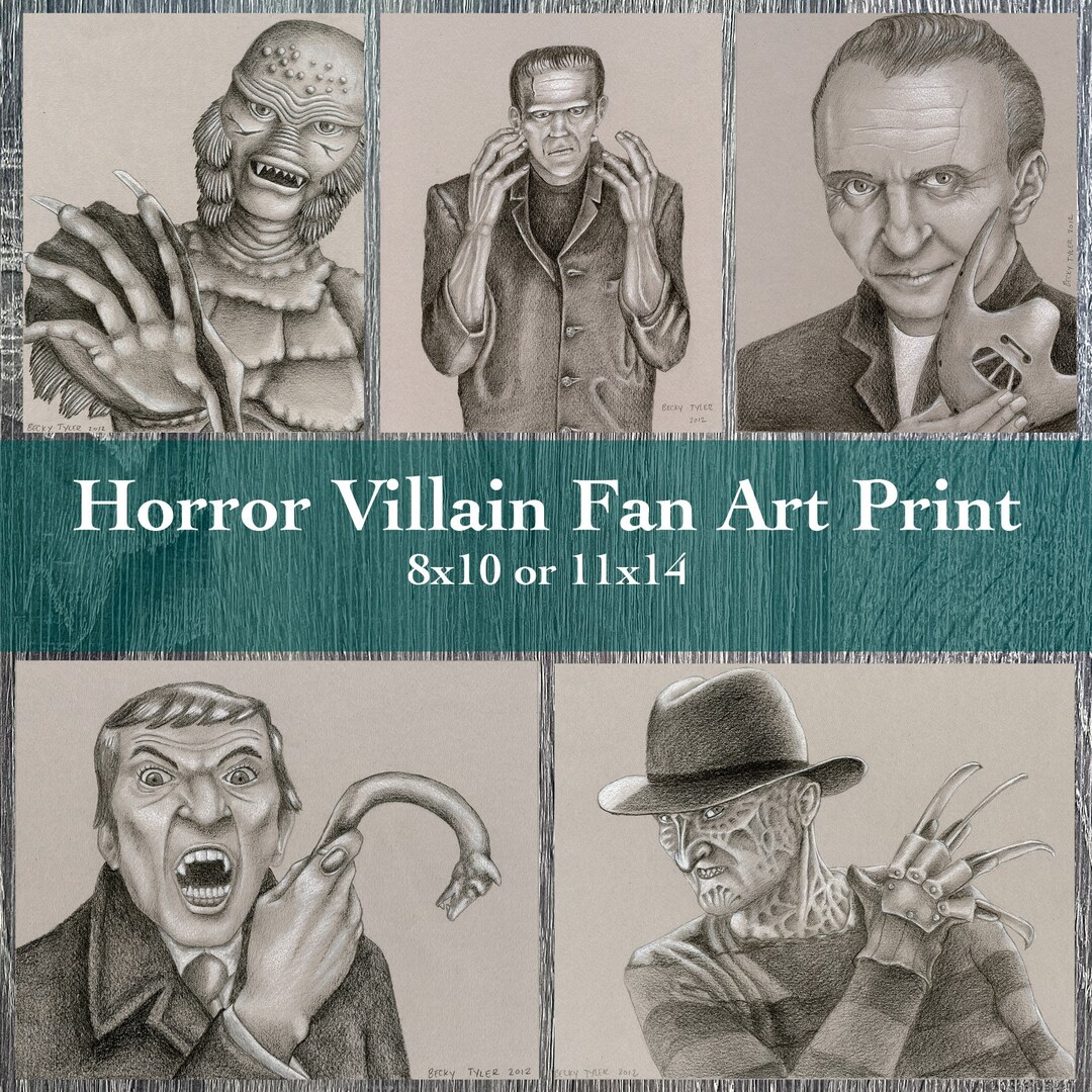 Horror Villain Fan Art Prints, Fan Art, Movie Art, Horror Art, Pencil ...