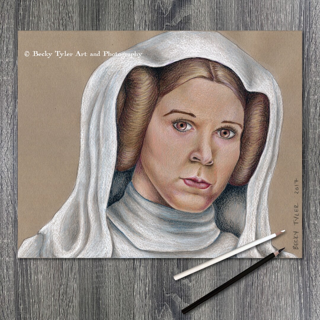 Princess Leia Drawing, Pencil Drawing, Fan Art, Movie Art, Wall Art ...