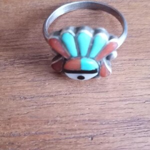 Sterling Silver Hopi Sun Face Kachina Ring With Headdress • VG ...