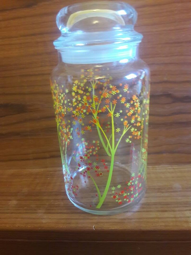 One Pyrex Clear Canister/glass Jar With Orange, Yellow, Green Pyrex ...