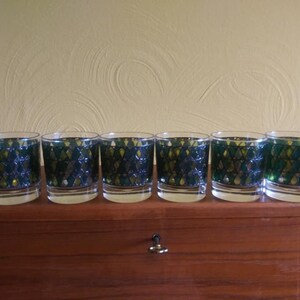 6 Mid Century Modern 1960's/1970's Geometric Rocks Glasses - Raised ...