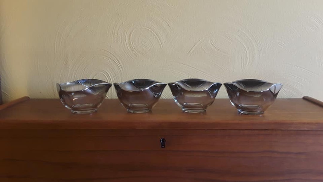 Four 4 Vitreon Queen's Lusterware Silver Fade Tri Corner Salad or ...