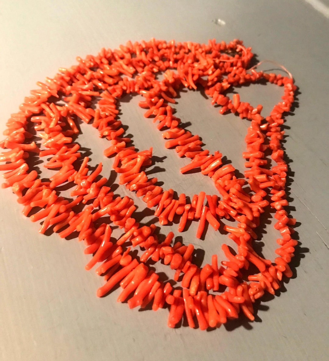 44” Genuine Natural Non-dyed Red Coral Branch Beads 1926 Purchased in ...