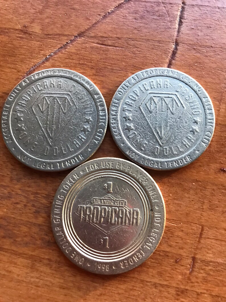 Tropicana Gaming Tokens Atlantic City Slot Machine 3 Gold Silver 1 ...