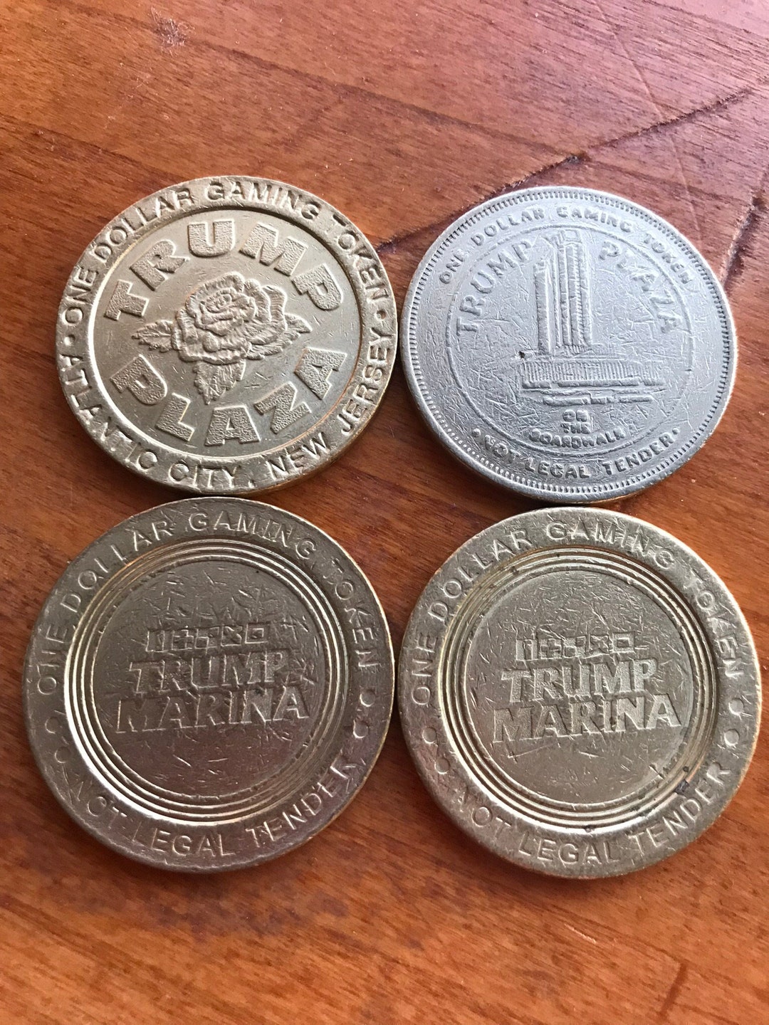 Trump Plaza Marina Coins Vintage 4 Lot Silver Gold Gaming Tokens 1 ...