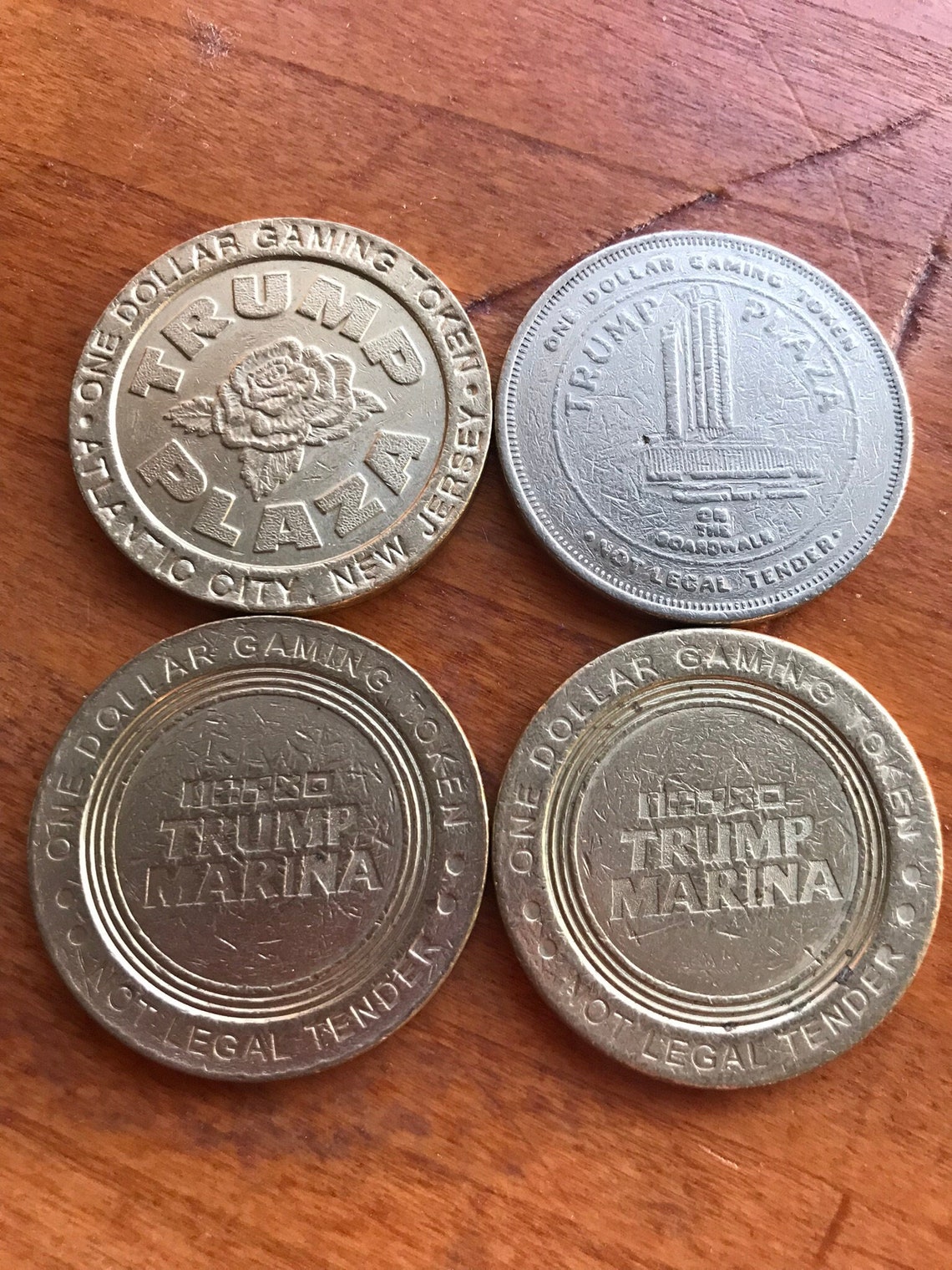 Trump Plaza Marina Coins Vintage 4 Lot Silver Gold Gaming Tokens 1 ...