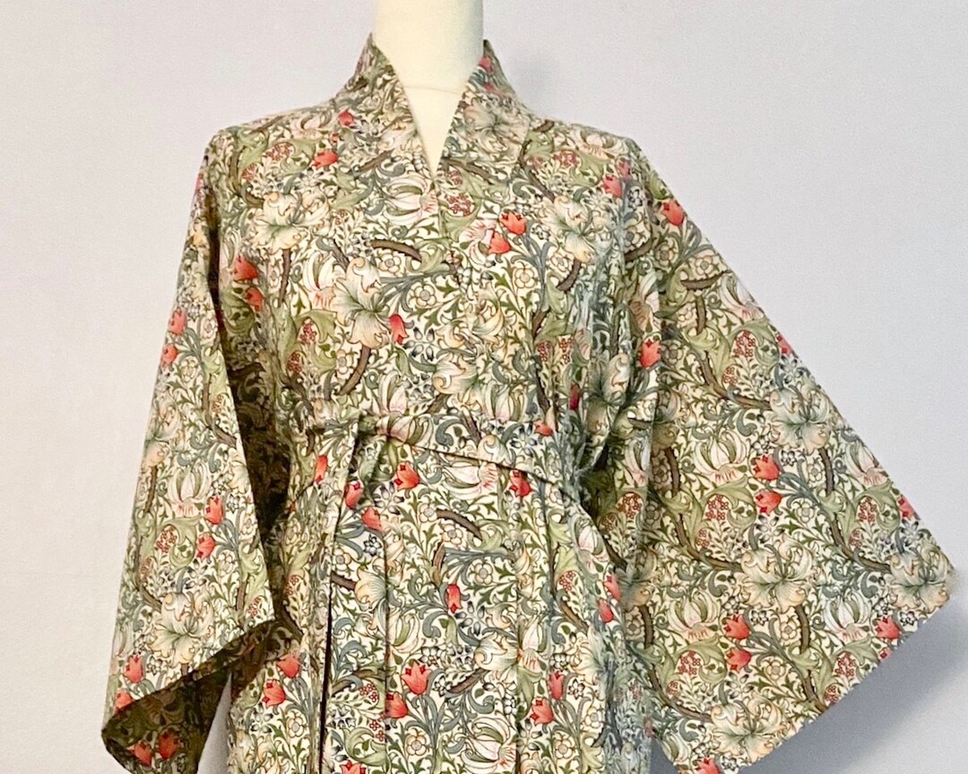 William Morris Kimono Style Cotton Robe Golden Lily Made - Etsy